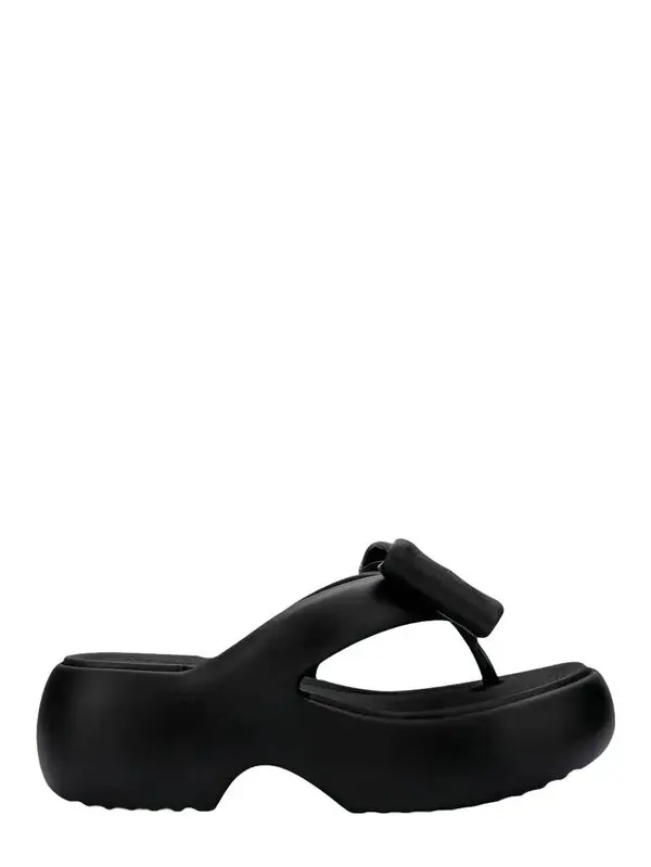 Melissa Fuzzy Platform Bow-detail Sandals - Black