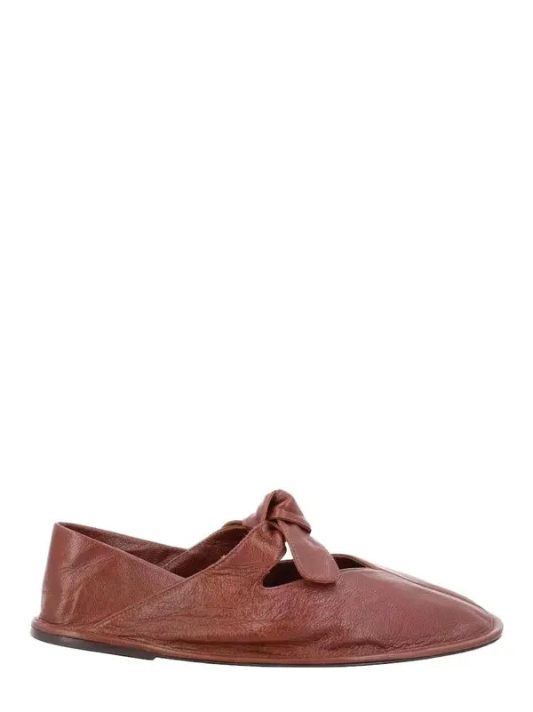 Hereu Knot Leather Flats - Brown