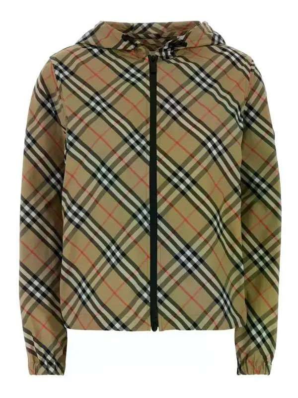 Burberry Checked Hooded Jacket - Neutrals