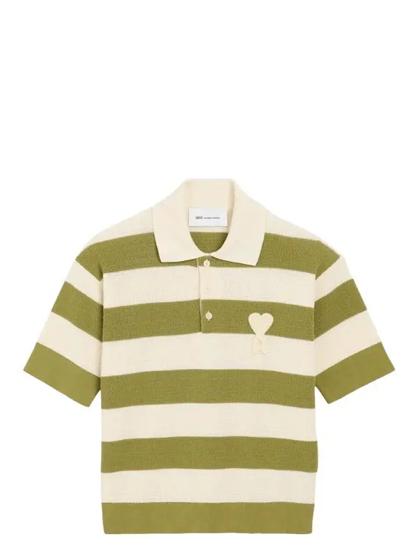 Ami De Coeur Striped Polo Top - Neutrals