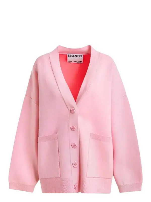 Essentiel Antwerp Jomber Flower-button Pockets Cardigan - Pink