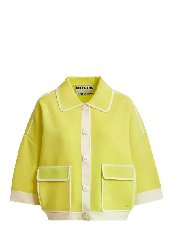 Essentiel Antwerp Flap-pocket Cropped Cardigan - Yellow