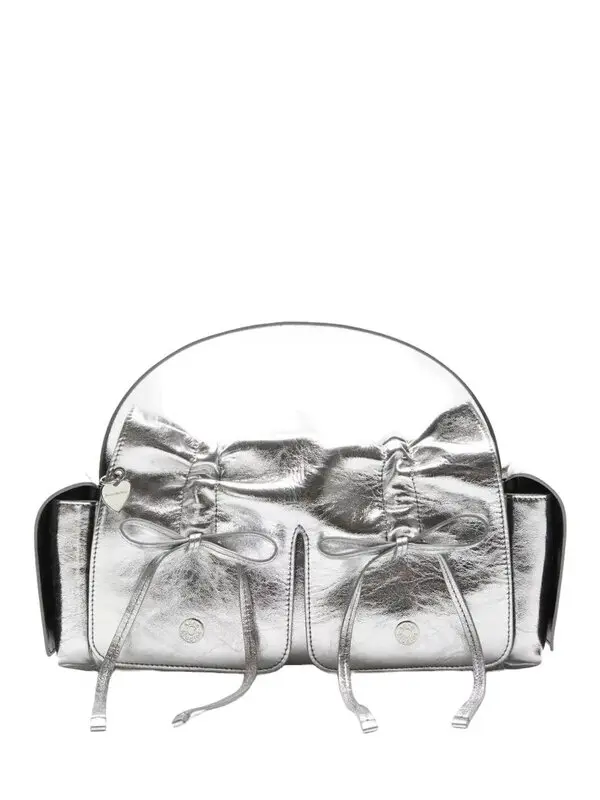 Acne Studios Metallic Leather Drawstring Tote Bag - Silver