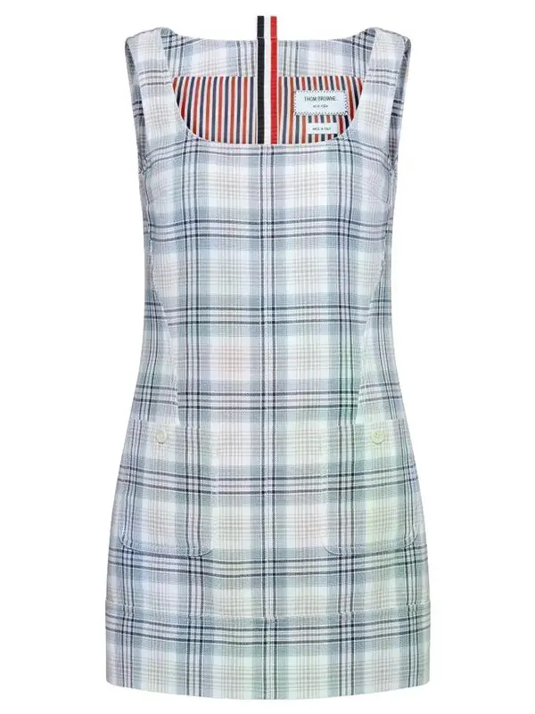 Thom Browne Windowpane Plaid Mini Dress - Blue