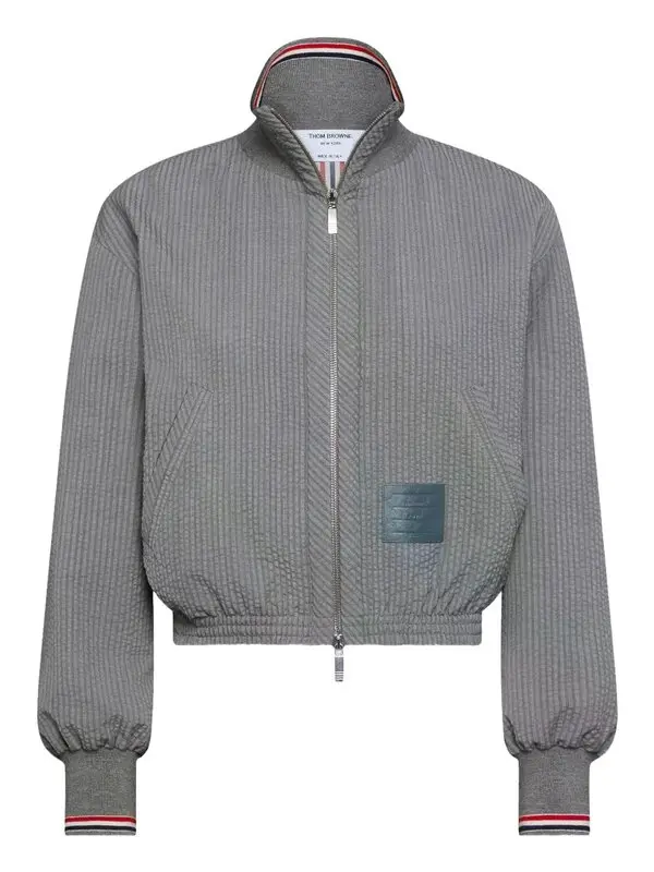 Thom Browne Zip-fastening Patch-detailed Jacket - Grey