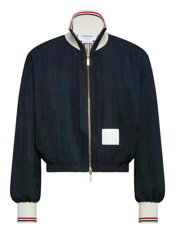 Thom Browne Zip-fastening Patch-detailed Jacket - Grey