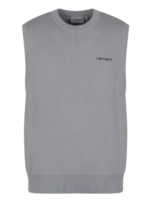 Carhartt Work In Progress Logo-embroidered Knitted Vest - Grey