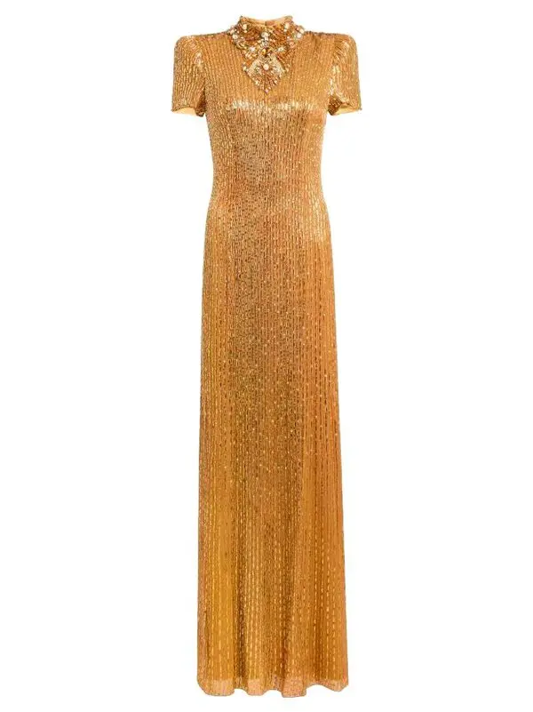 Jenny Packham Embellished Maxi Dress - Gold