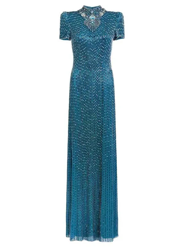 Jenny Packham Amber Embellished Maxi Dress - Blue