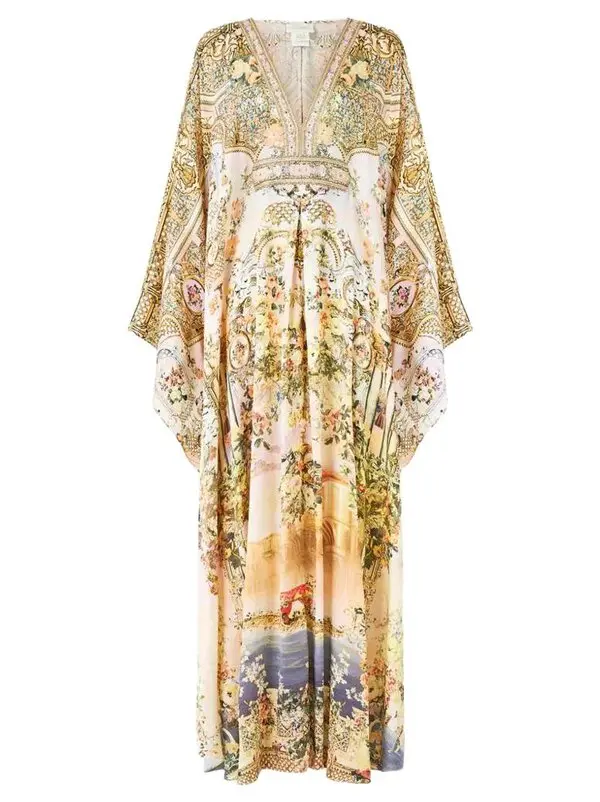 Camilla Floral-print V-neck Maxi Dress - Neutrals