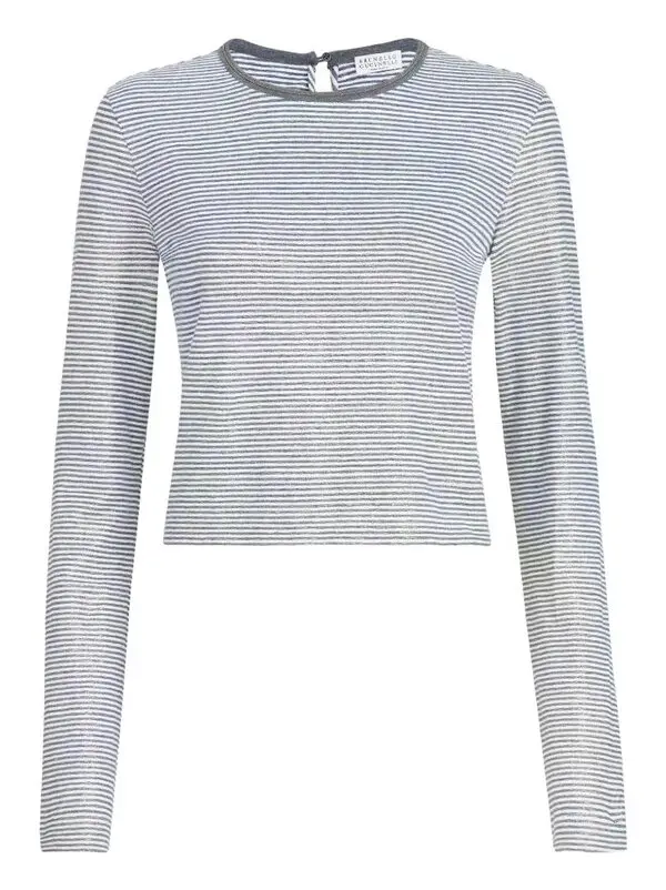 Brunello Cucinelli Striped Lamé Top - Blue