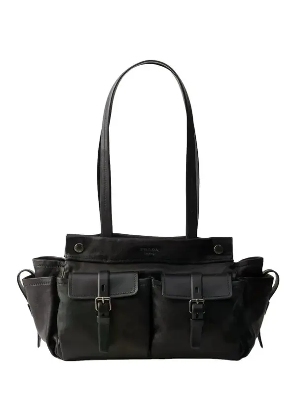 Prada Route Medium Leather Tote Bag - Black