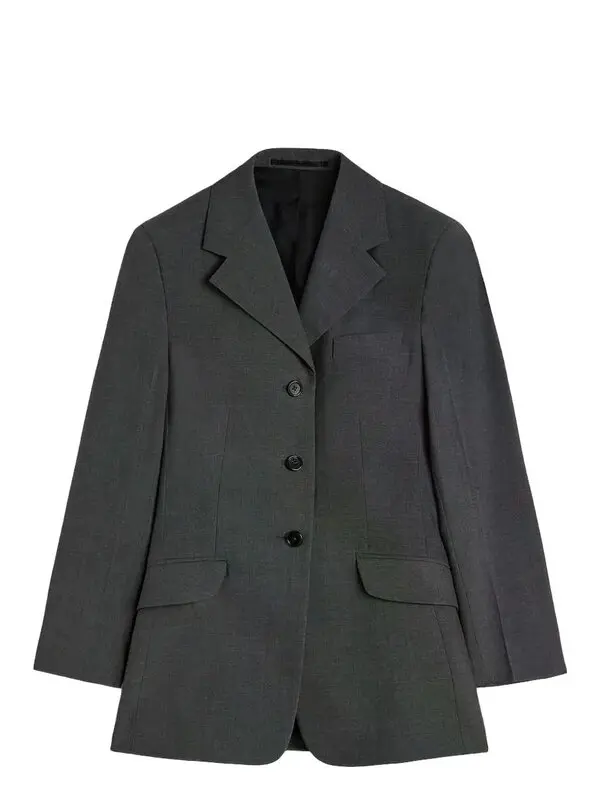JIL SANDER Poplin Wool Blazer - Grey