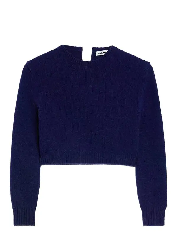 JIL SANDER Cropped Wool Sweater - Blue