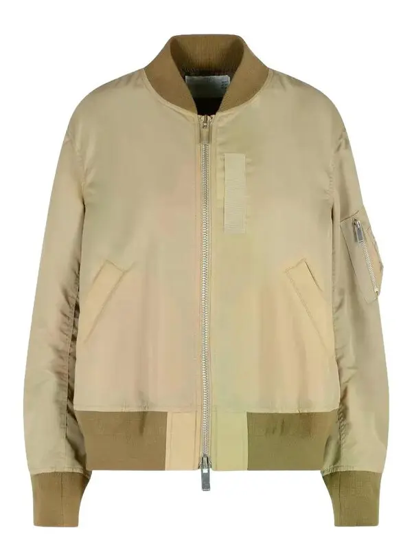 Sacai Ribbed-trims Bomber Jacket - Neutrals