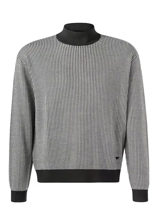 Emporio Armani Striped Mock-neck Sweater - White