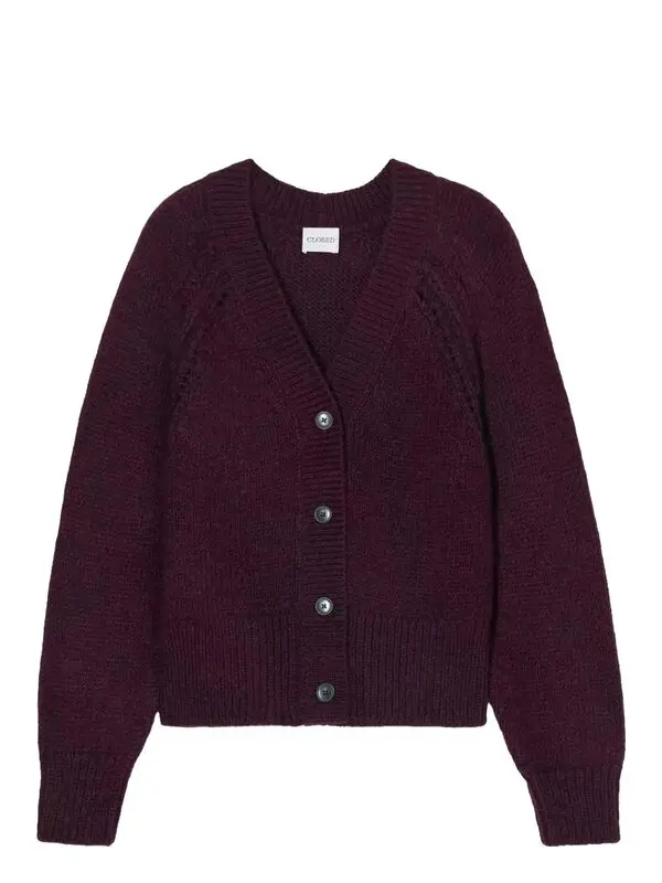 Closed Buttoned Cardigan - Purple