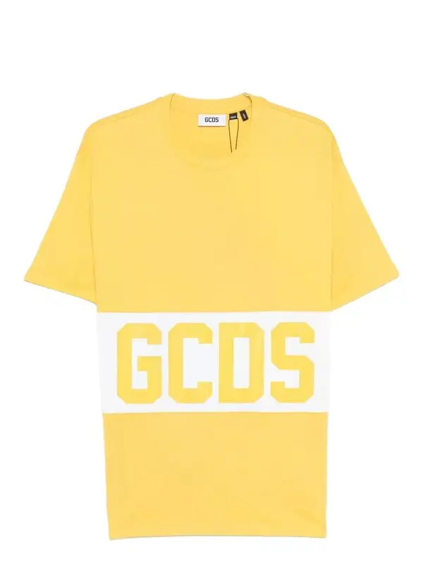 Gcds Logo Striped T-shirt - Yellow