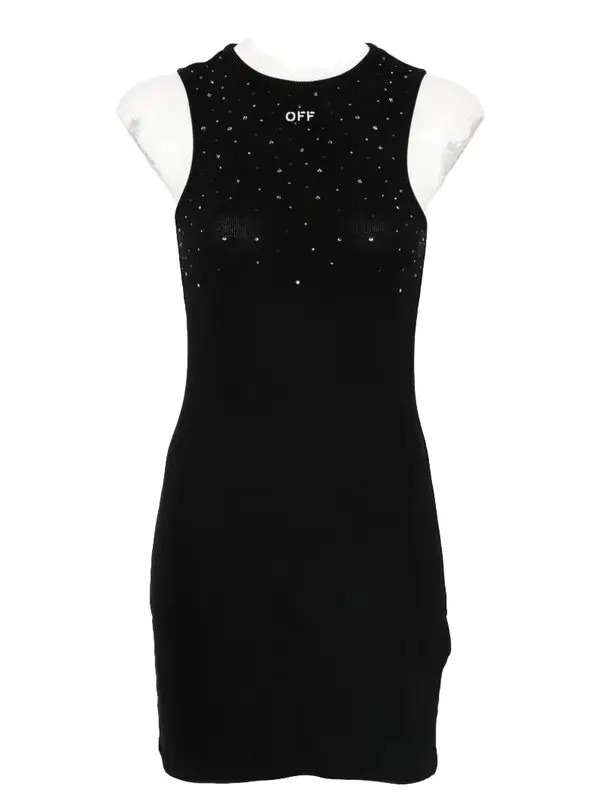 Off-White Embellished Fitted Mini Dress - Black
