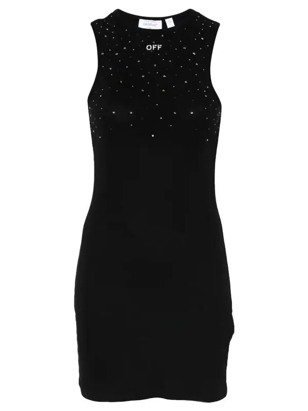 Off-White Embellished Fitted Mini Dress - Black