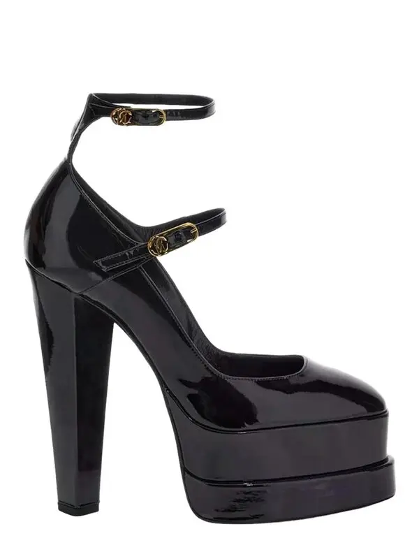 Roberto Cavalli Buckle Strap Platform Pumps - Black