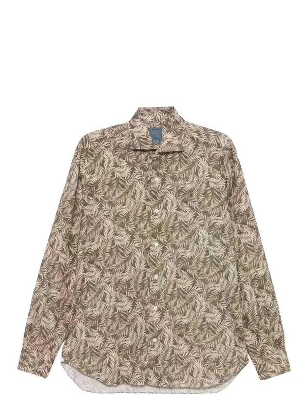 BARBA NAPOLI Leaf-print Shirt - Brown