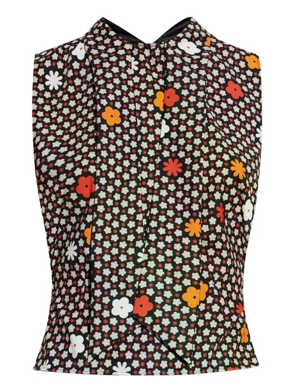 MAISON MARGIELA Floral Sleeveless Top - Black