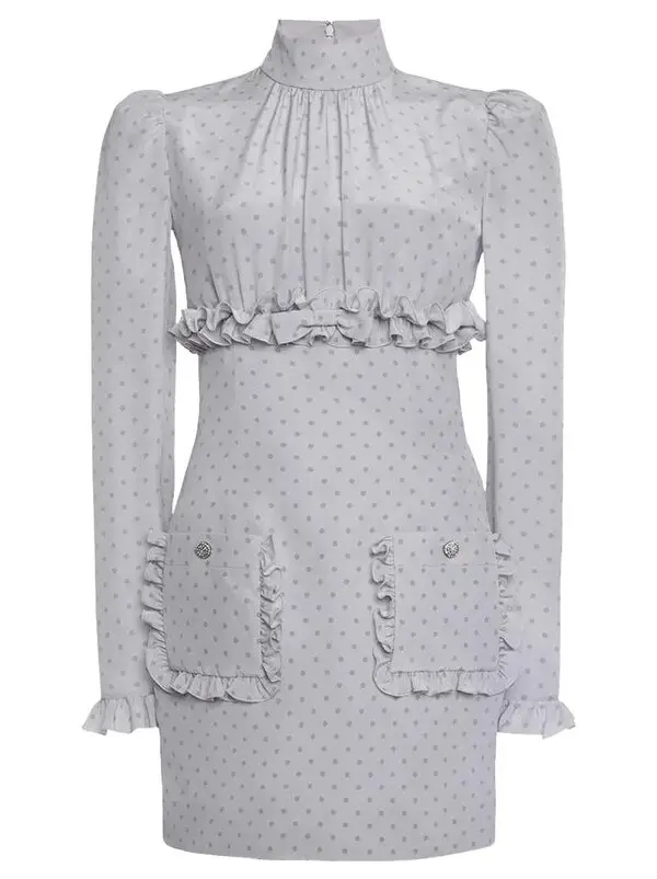 Alessandra Rich Ruffled-detail Mini Dress - Grey