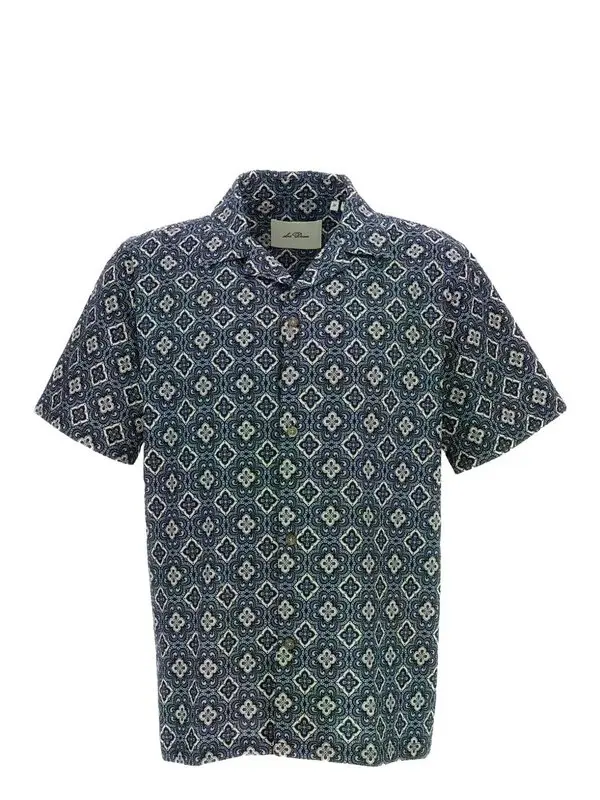 LES DEUX Lukas Arabesque Short-sleeve Shirt - Blue