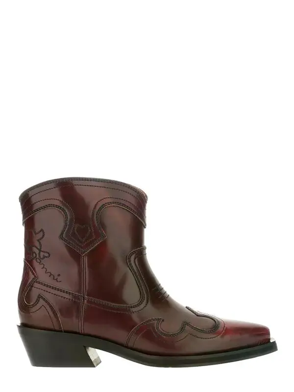 GANNI Heart-motif Leather Boots - Red
