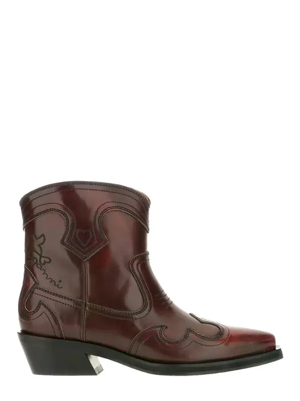 GANNI Heart-motif Leather Boots - Red