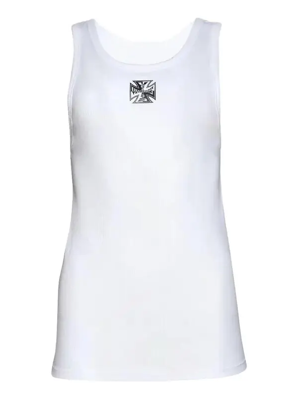 Vetements Cross-embroidere Tank Top - White
