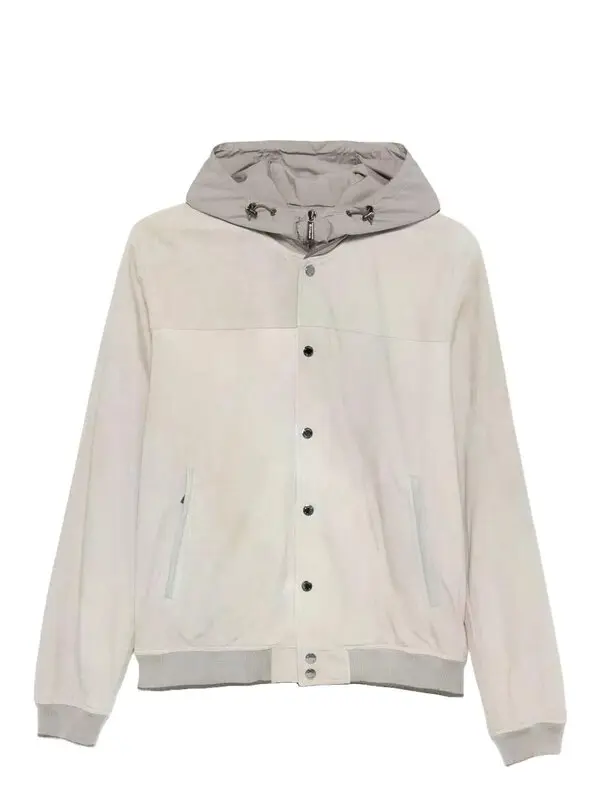 MOORER Hooded Press-stud Bomber Jacket - Grey