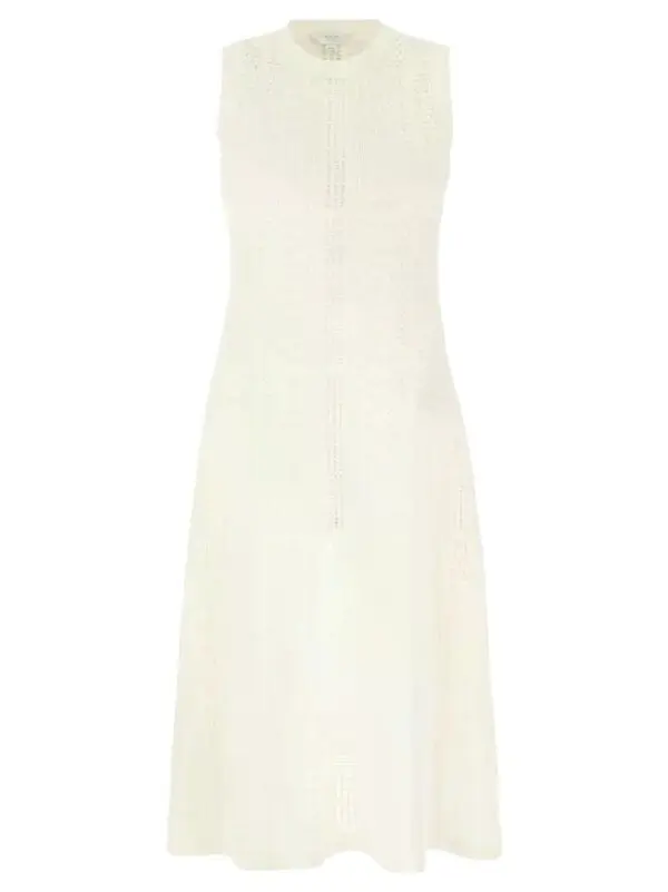 Malo Openwork Sleeveless Dress - Neutrals
