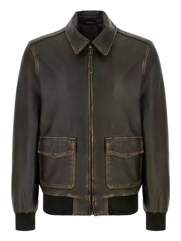 COLAMARINO Zip-up Leather Jacket - Brown