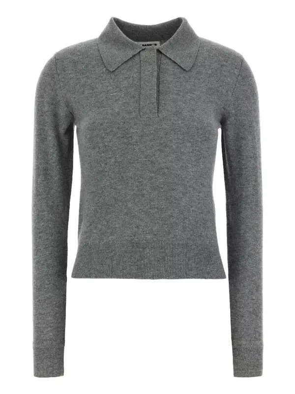 JIL SANDER Wool Polo Top - Grey