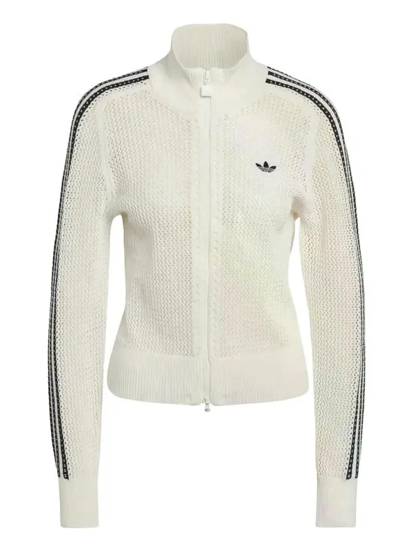 Adidas Firebird Striped Zip-up Cardigan - White