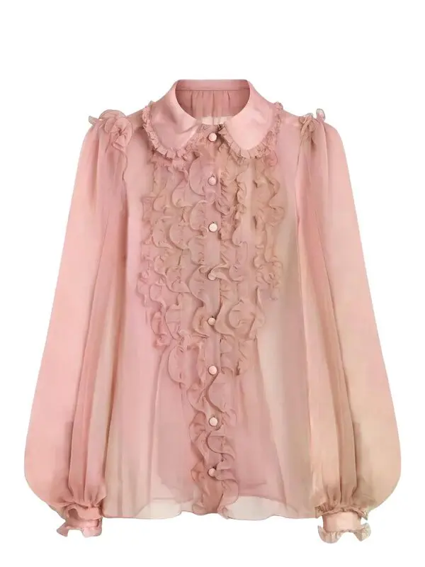 Dolce & Gabbana Ruffled Buttoned Top - Pink