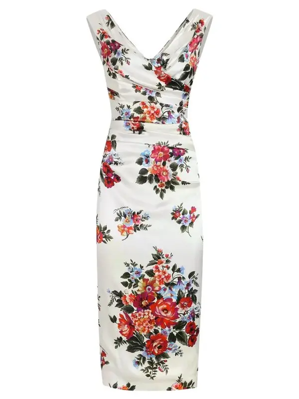 Dolce & Gabbana Floral V-neck Dress - White