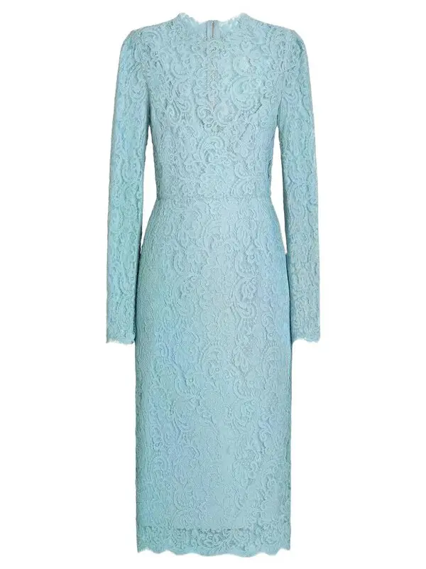Dolce & Gabbana Long-sleeved Lace Dress - Blue