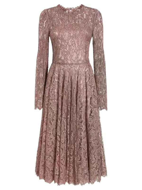 Dolce & Gabbana Long-sleeve Lace Midi Dress - Pink