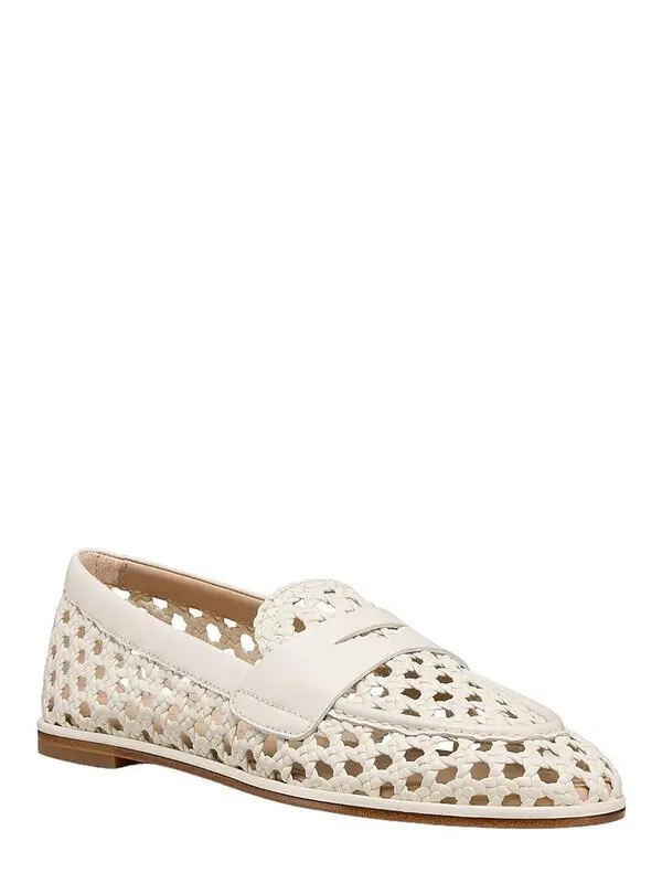 STUART WEITZMAN Spencer Woven Loafers - Cream