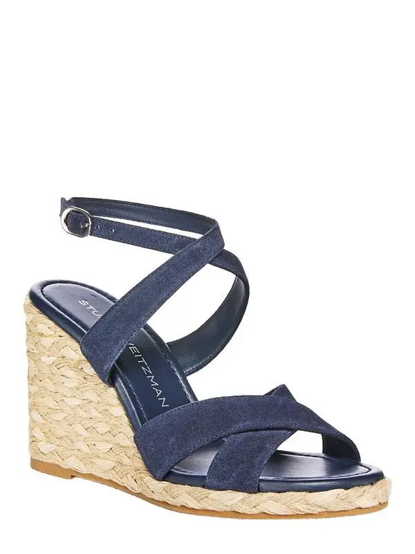STUART WEITZMAN Alyssa Espadrille Wedge Sandals - Nice Blue