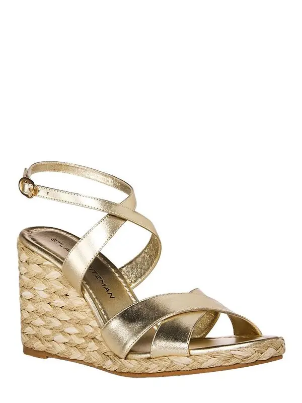 STUART WEITZMAN Alyssa Espadrille Wedge Sandals - Light Gold