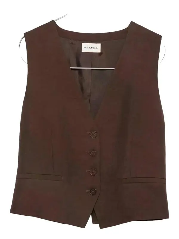 P.a.r.o.s.h Buttoned V-neck Gilet - Brown