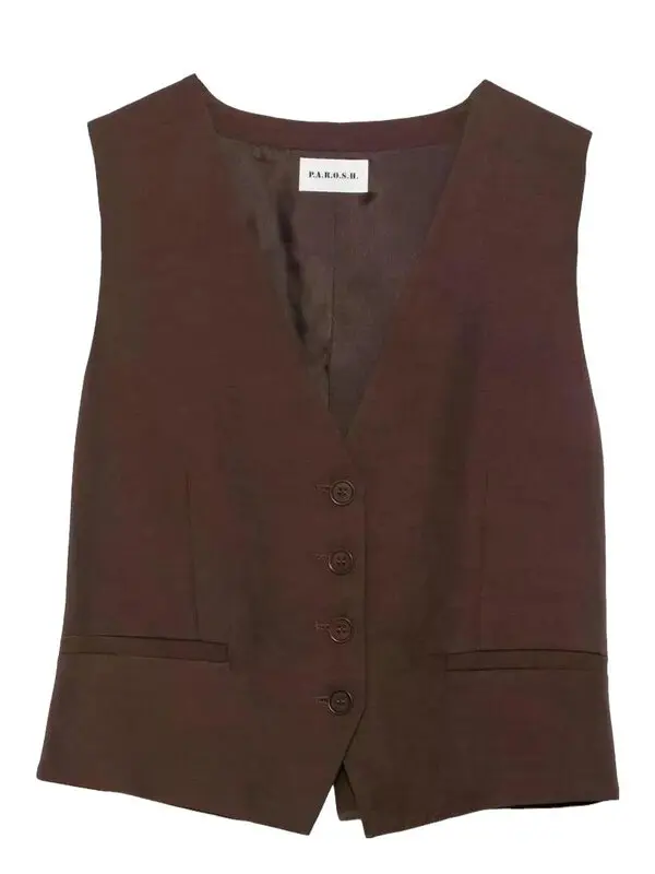 P.a.r.o.s.h Buttoned V-neck Gilet - Brown