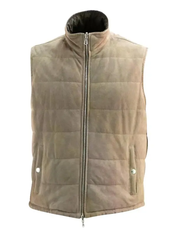 BARBA NAPOLI Zip-up Quilted Gilet - Neutrals