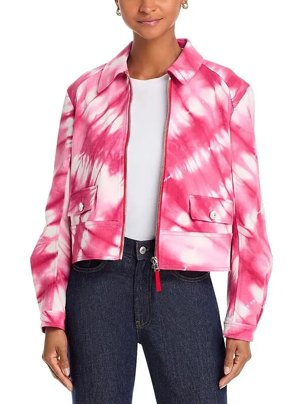 Cinq À Sept Tie Dye Denim Jacket - Goji Berry