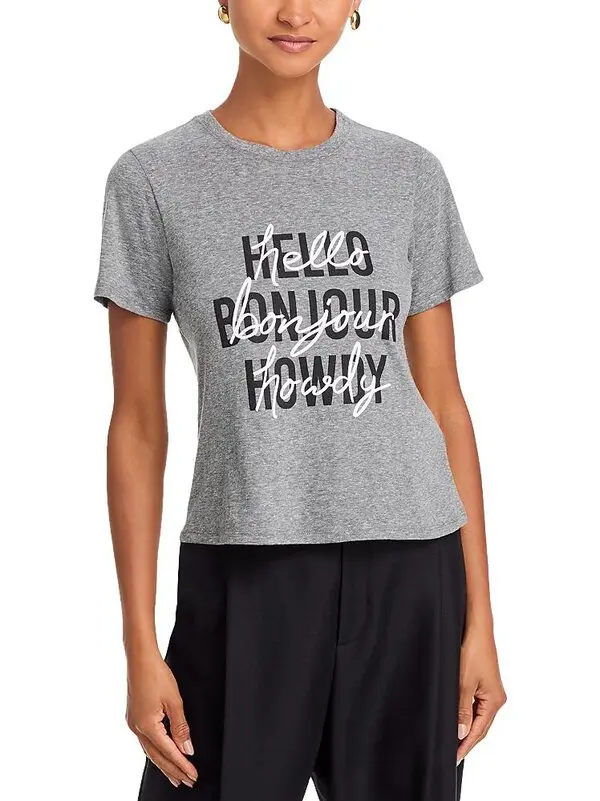 Cinq À Sept Hello Bonjour Howdy Shrunken Tee - Charcoal Heather