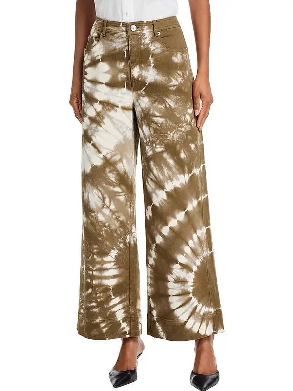 Cinq À Sept Tie Dye Betsy High-rise Wide-leg Jeans - Dark Olive